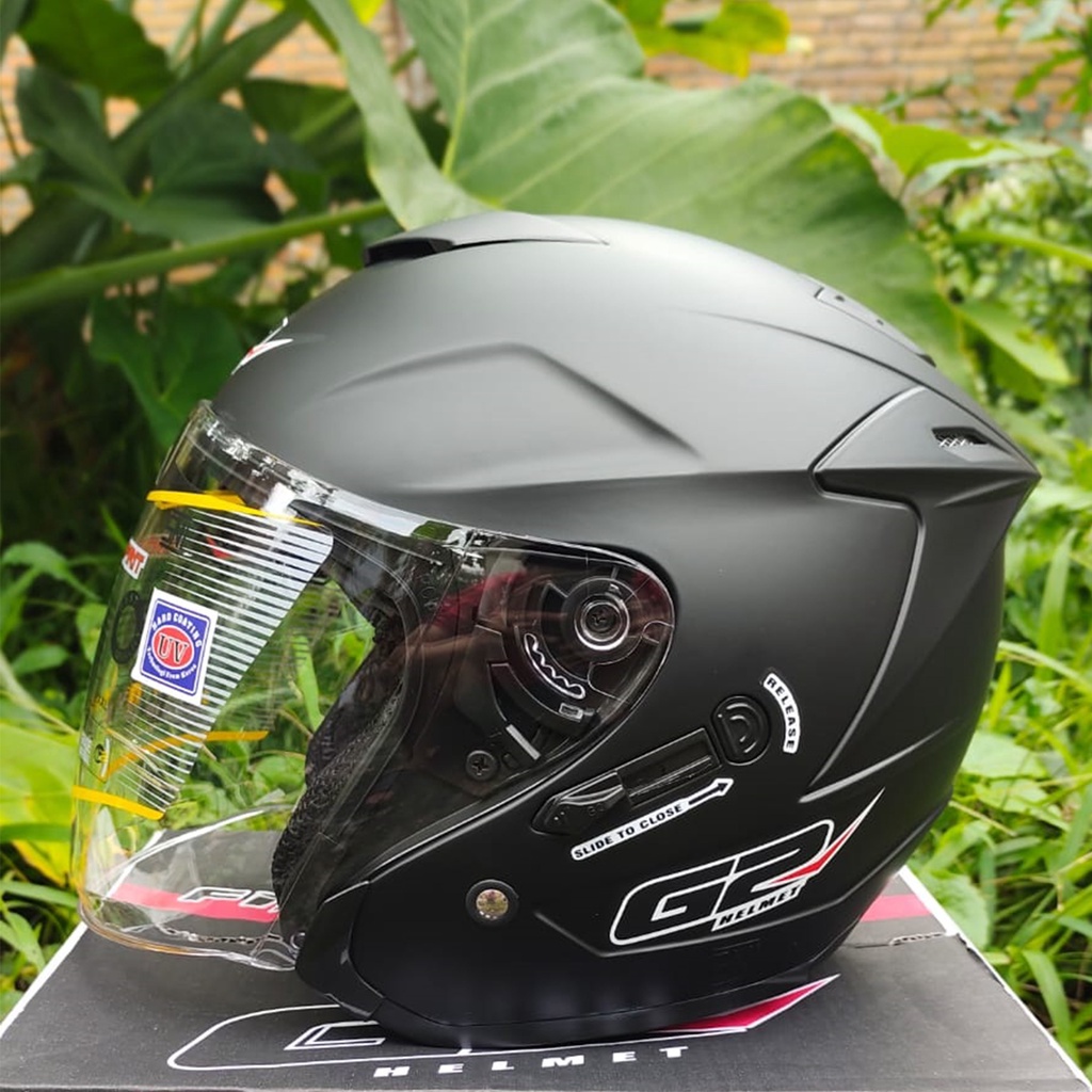 Jual helm half face G2 optimax solid original kaca double visor ...