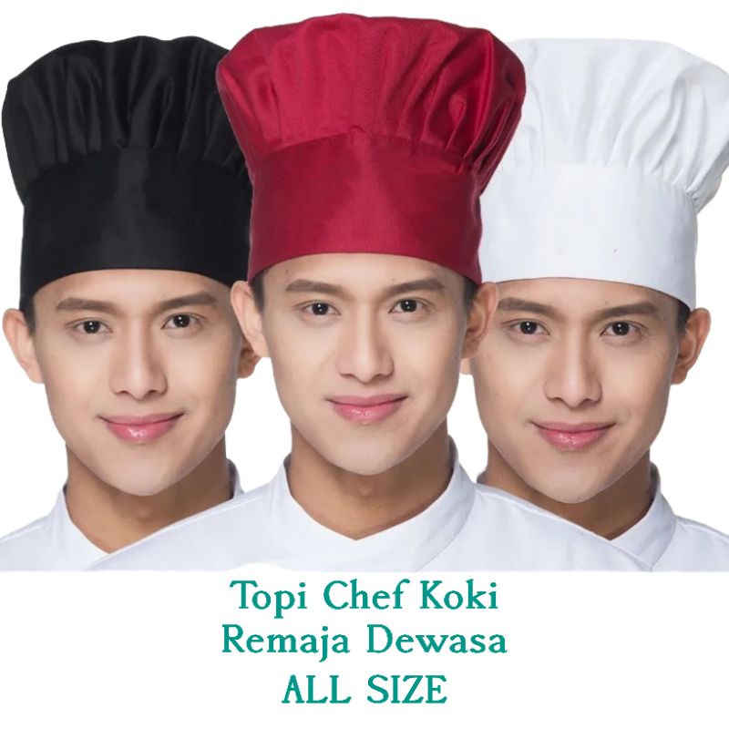 Jual Topi Chef Topi Koki Topi Masak Topi Barista Untuk Dewasa ALL SIZE ...