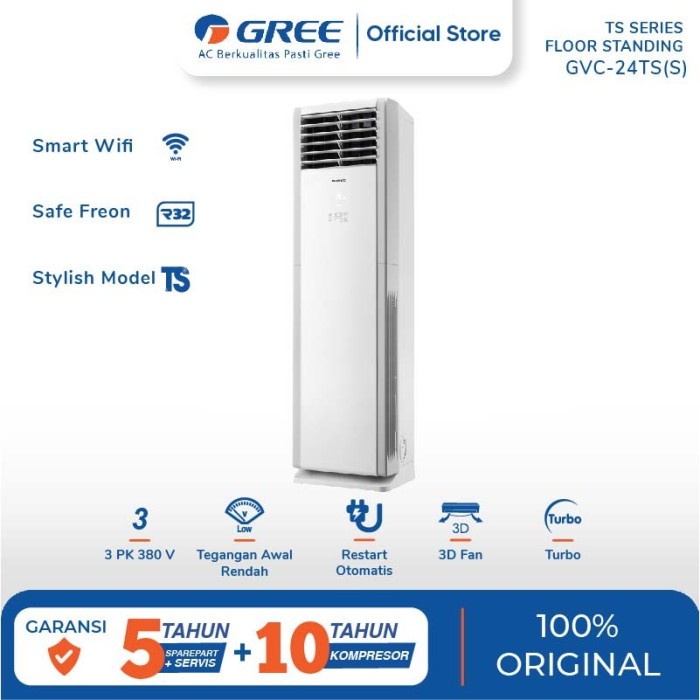 Jual Stand Ac Gree Ac Standing Floor 3 Pk Smart Wifi Touch Screen 24 Ts ...