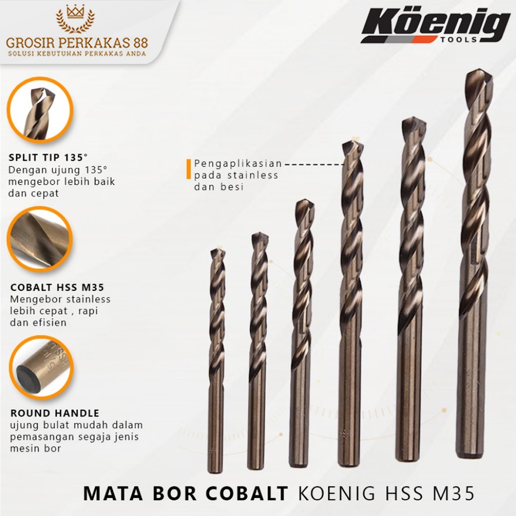 Jual Mata Bor Besi Baja Keras Ori Stainless Steel Hss Titanium Koenig ...