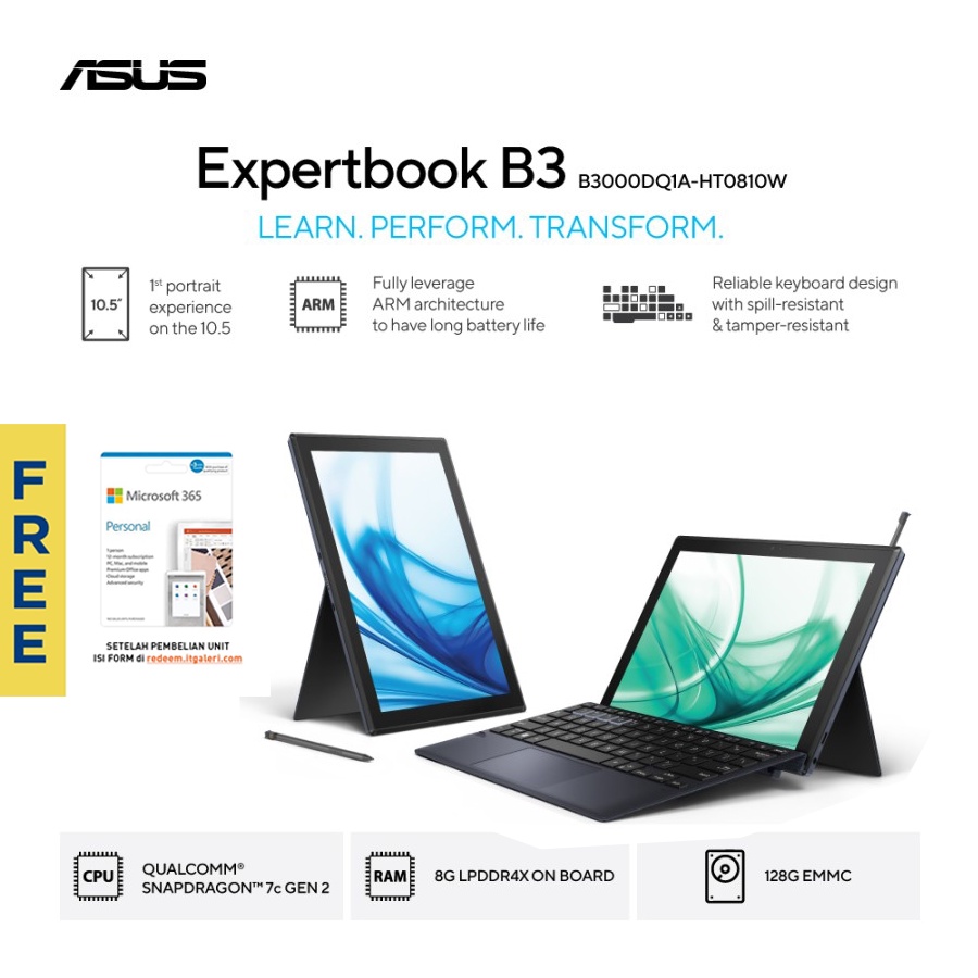 Jual ASUS ExpertBook B3 Detachable B3000DQ1A-HT7C81M QC 7C SC7180P/8GB ...