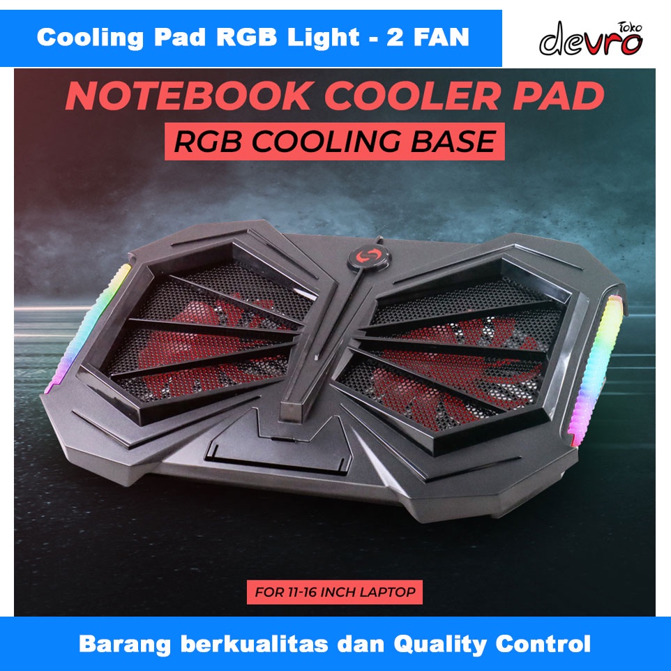 Jual Cooling Pad 2 Fan RGB Light - Cooler Pad Laptop 11-16 Inch RGB ...