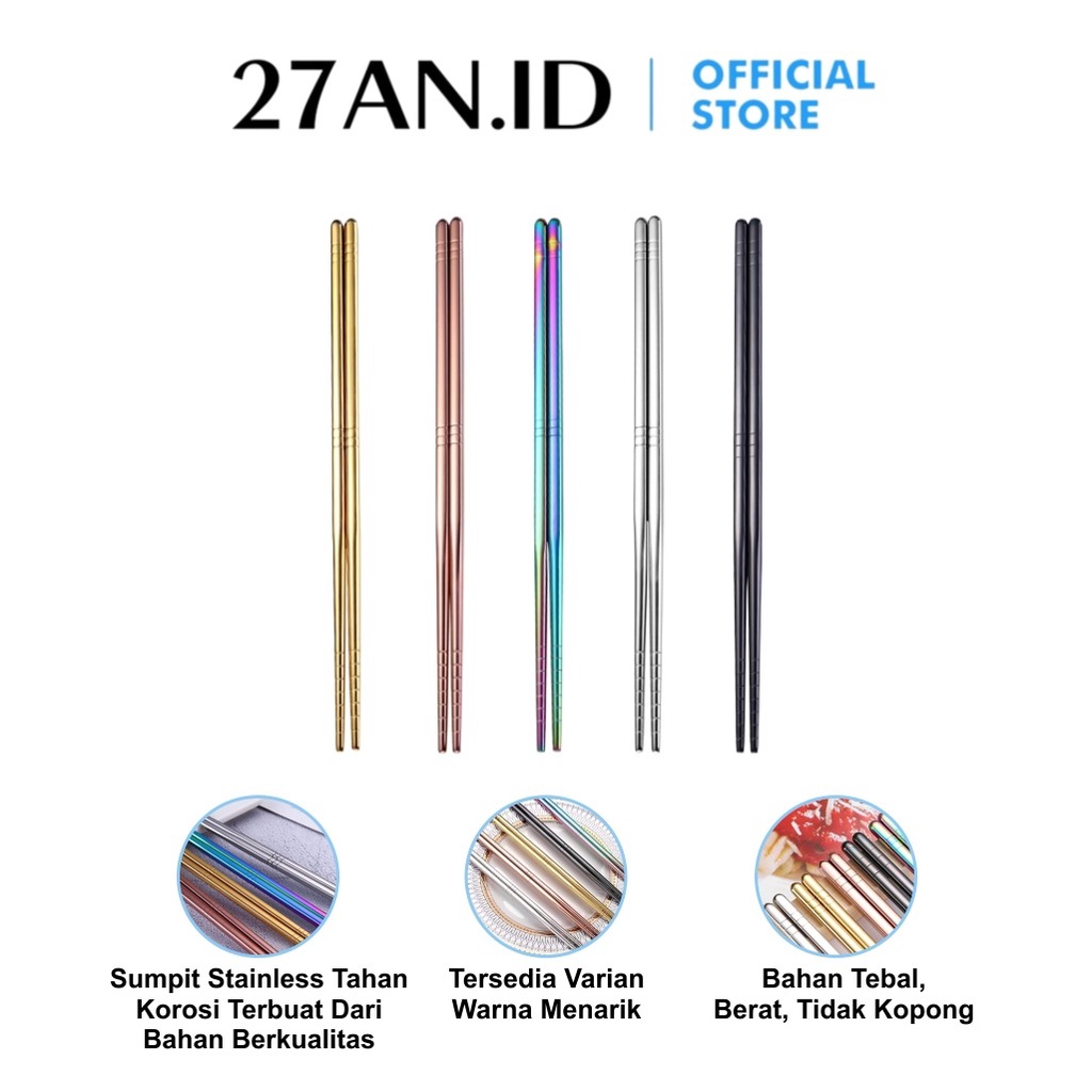 Jual ( 27AN.ID ) Sumpit Stainless Steel H445 Sumpit Korea tebal Anti ...