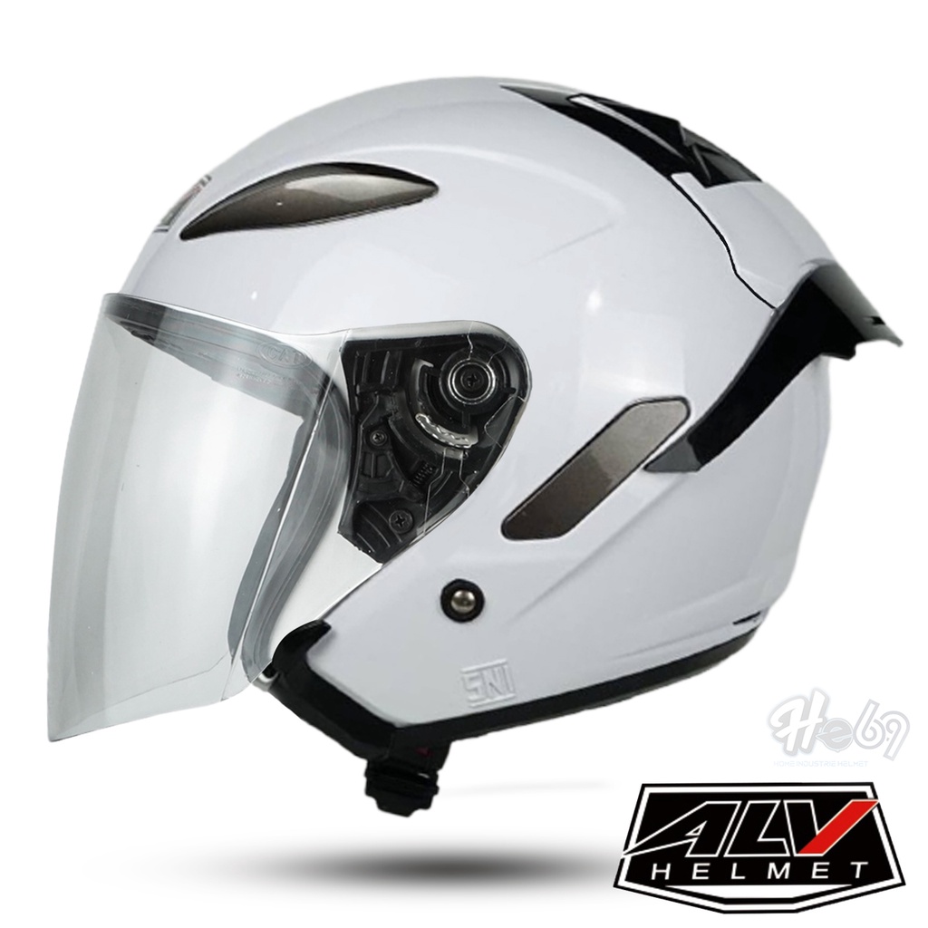 Jual Helm Half Face ALV PUTIH Basic SOLID Kaca Visor Venom Flat Bening ...