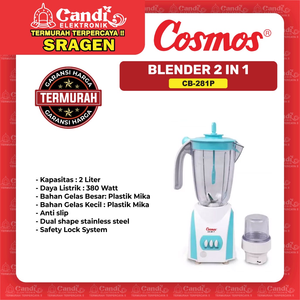 Jual COSMOS Blender 2 In 1 Kapasitas 2 Liter - CB-281P | Shopee Indonesia