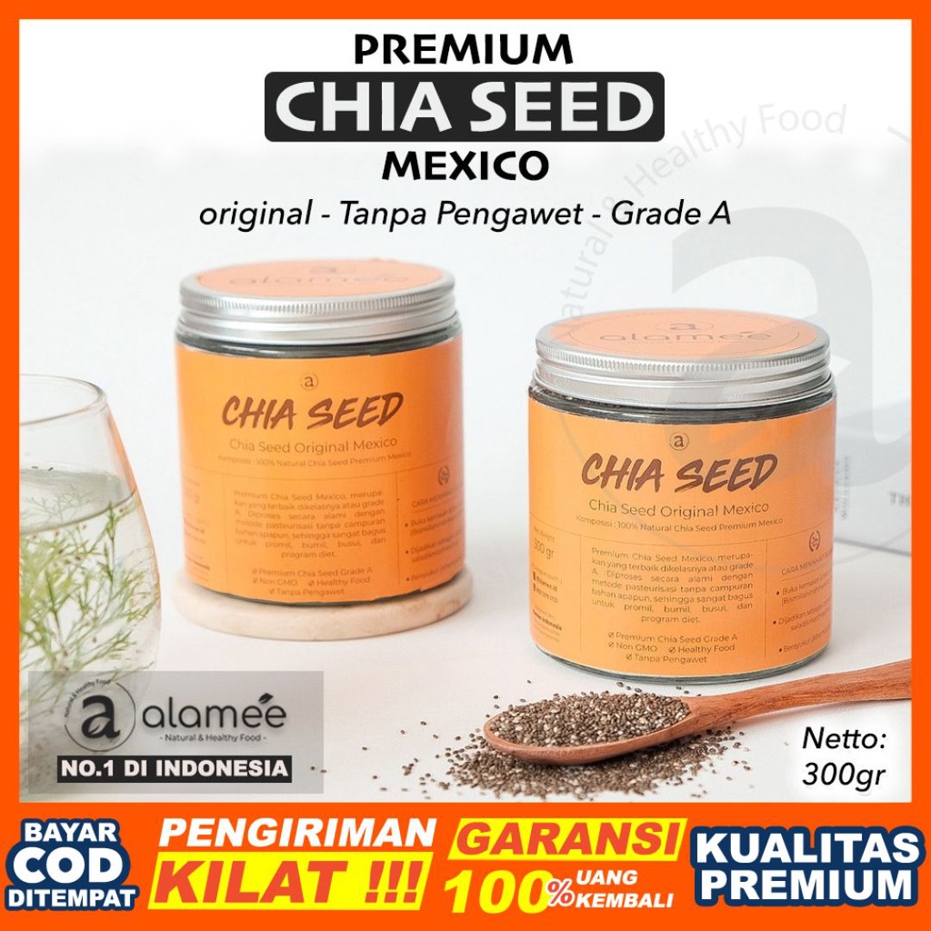 Jual CHIASEED CHIA SEED ORGANIC BIJI CIA SEEDS ORGANIK 300 GR ORIGINAL ...