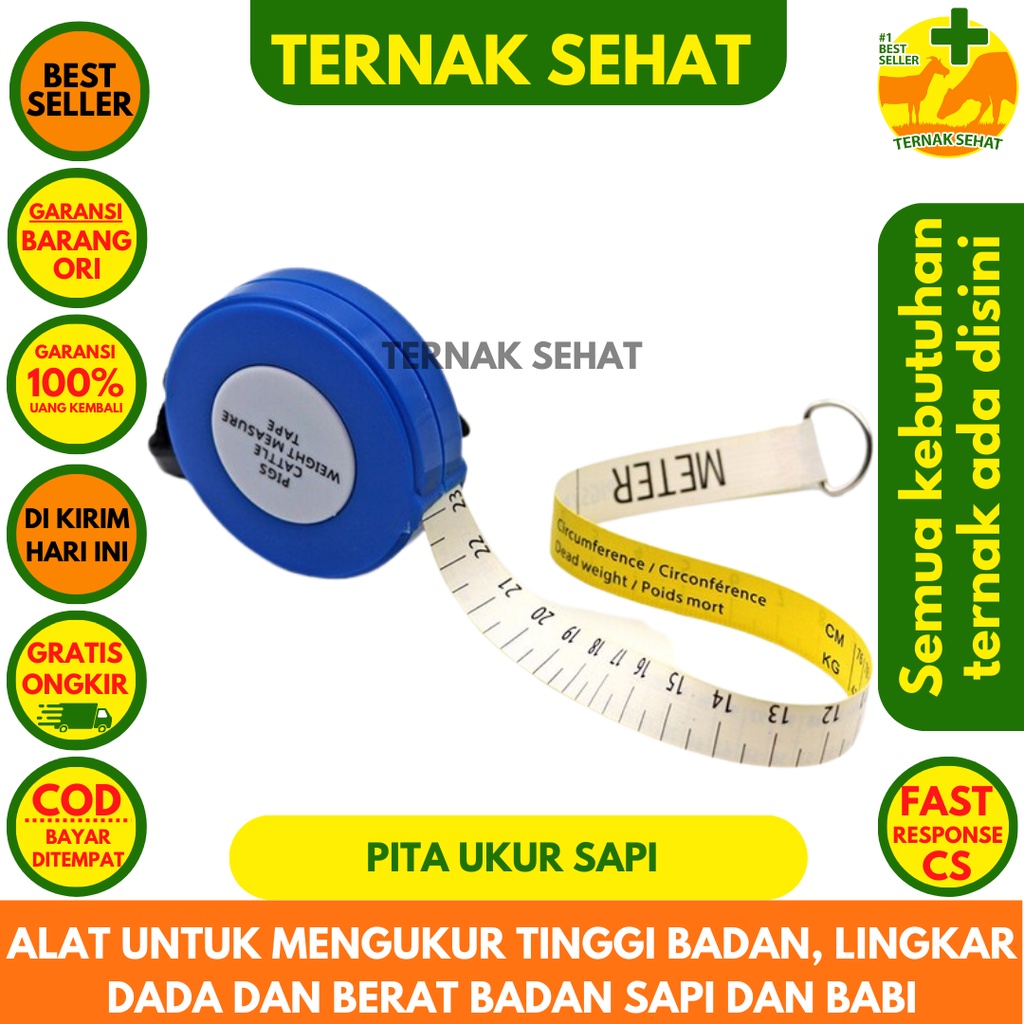 Jual METERAN SAPI - PITA UKUR - ALAT UKUR LINGKAR DADA SAPI - ALAT ...