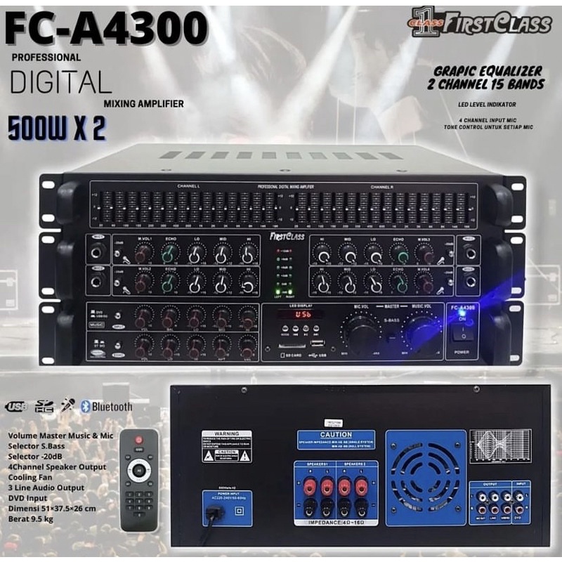 Jual Amplifier Firstclass A 4300 | Ampli Fc 2 channel 5 bands | Shopee ...