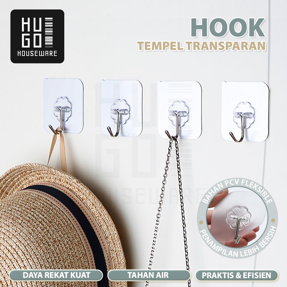 Jual HUGO Gantungan Tempel Hook Multifungsi Serbaguna Magic Hook Gantungan Ajaib Transparan ...