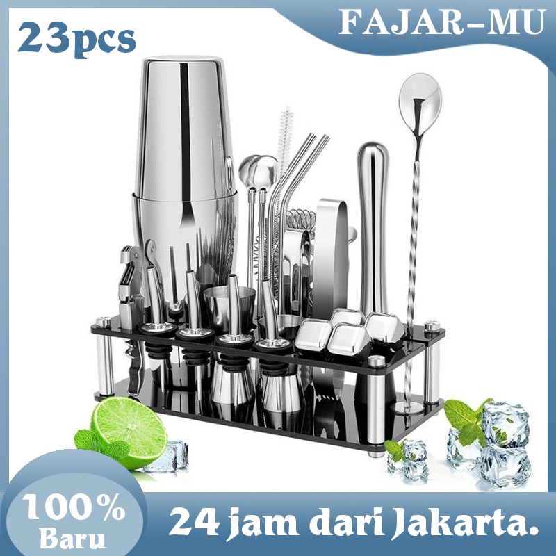 Jual 23 In 1 Paket Lengkap Cocktail Shaker Stainless Barista / Barista ...
