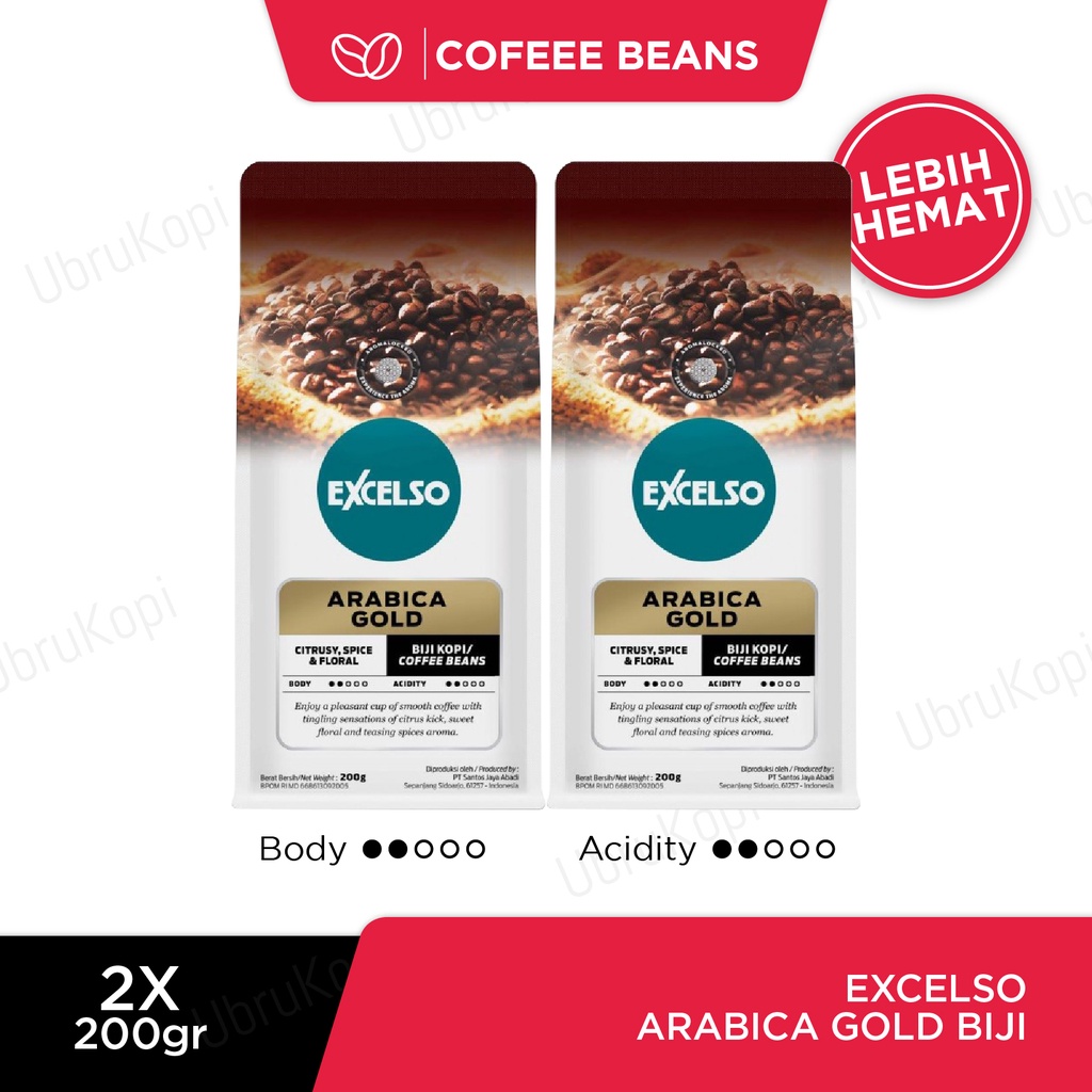 Jual EXCELSO ARABICA GOLD BIJI 200G TWIN PACK | Shopee Indonesia