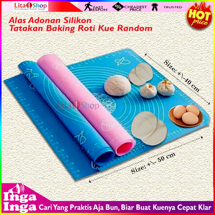 Jual Alas adonan roti, Talenan adonan tepung kue silikon 50x40 cm ...