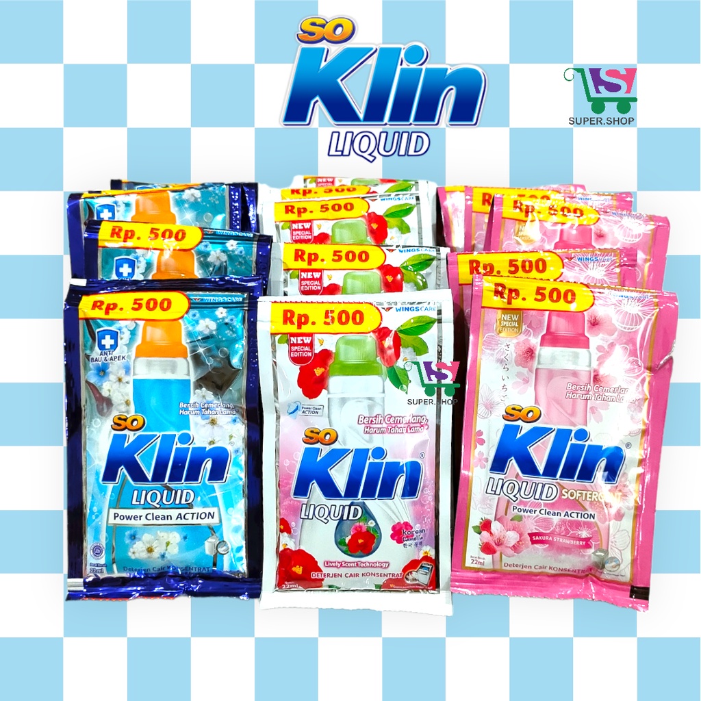 Jual So Klin Liquid Deterjen Cair Sachet Sabun Cuci Baju 22 ML RENCENG (isi 12 pc) | Shopee ...