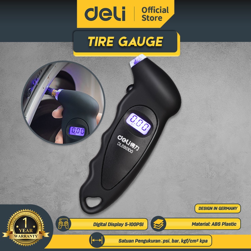 Jual Deli Tire Gauge / Deli Alat Tester Digital Tekanan Angin DL886100 ...