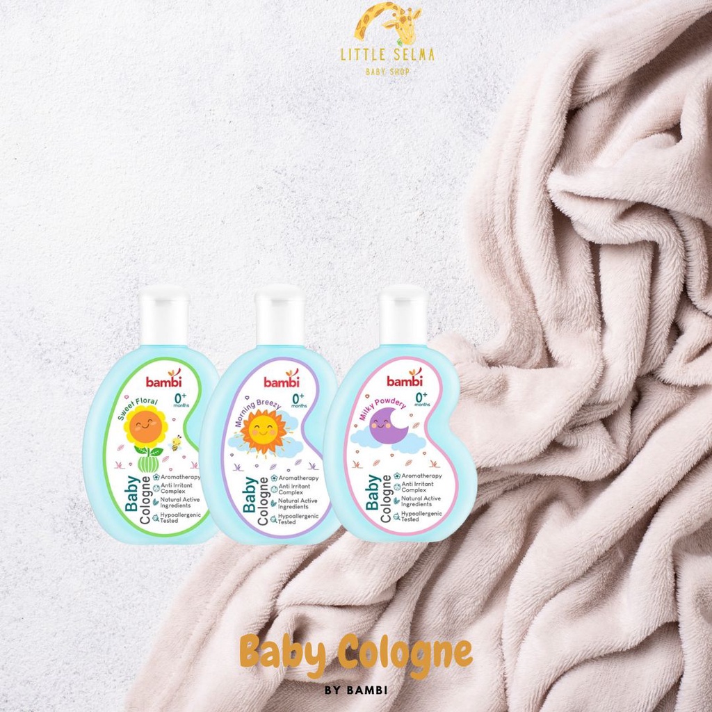 Jual Bambi Baby Cologne Milky Powdery/Morning Breezy/Sweet Floral ...