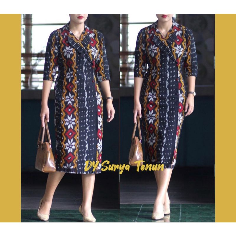 Jual Clara-02 Dress Tenun Jepara PREMIUM TEBAL PADAT BERFURING | Shopee Indonesia