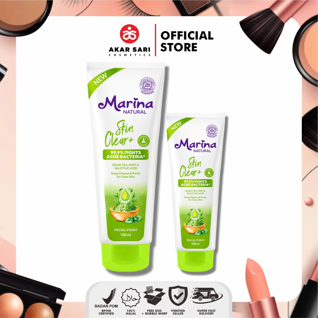 Jual MARINA UV WHITE SKIN CLEAR+ FACIAL FOAM - 50 ml | 100 ml | Shopee ...