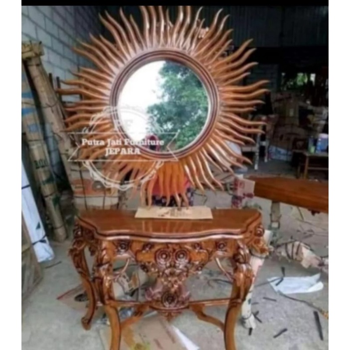 Jual SET MEJA HIAS FIGURA CERMIN JATI JEPARA FINISHING MELAMIK TEAK ...