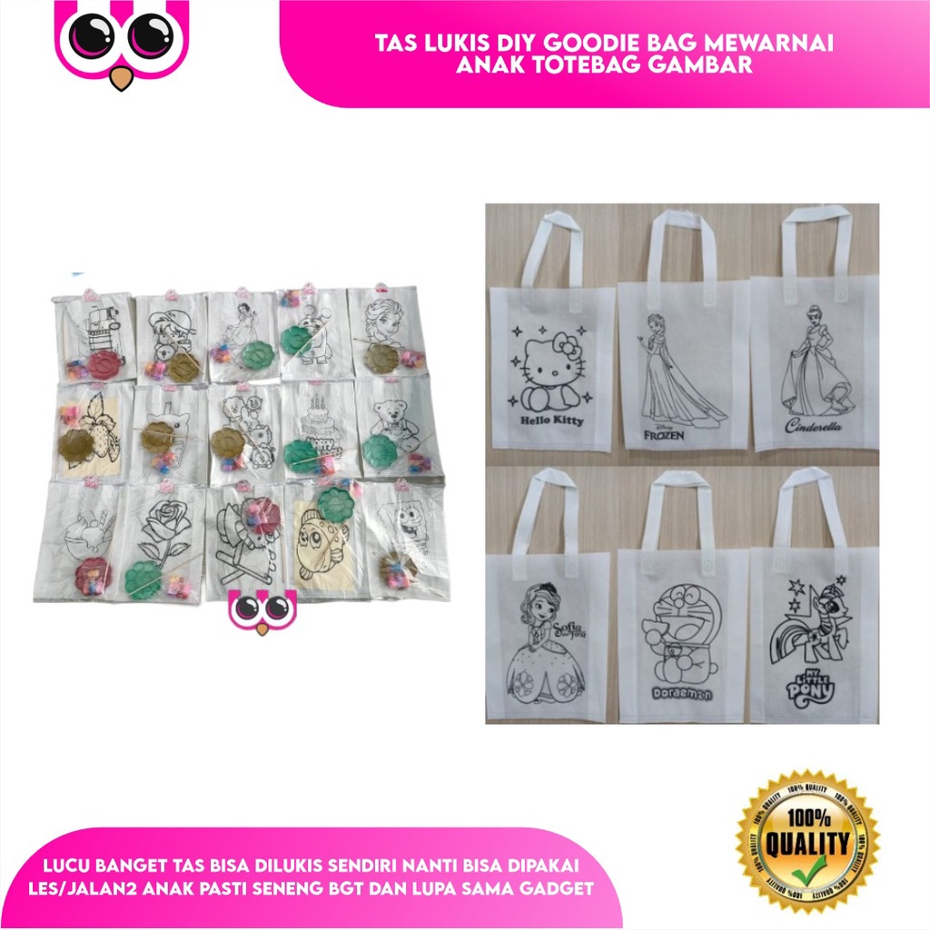 Jual TAS LUKIS DIY GOODIE BAG MEWARNAI ANAK TOTEBAG GAMBAR | Shopee ...