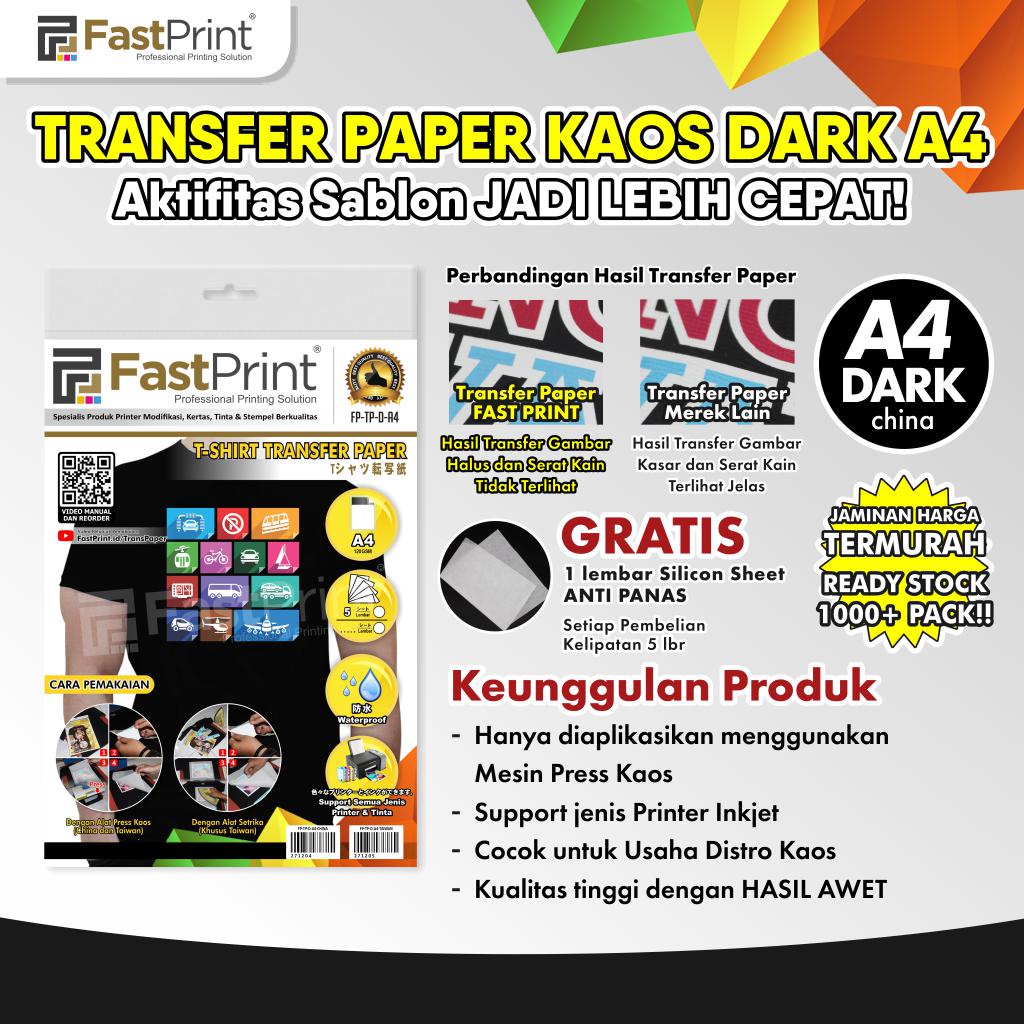 Jual Fast Print Kertas Transfer Paper Sablon T-Shirt Dark China A4 ...