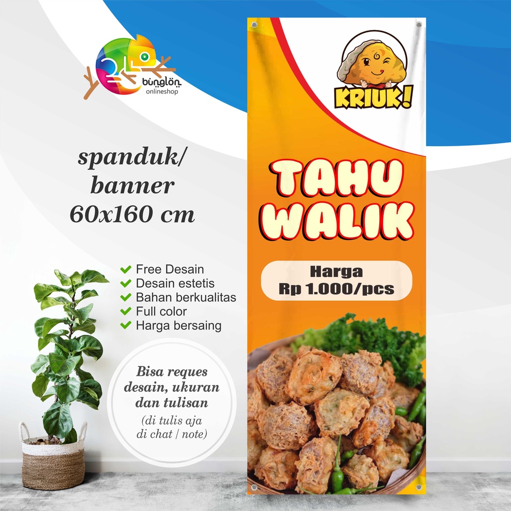 Jual Spanduk Banner 60x160 Cm Tahu Walik Free Desain | Shopee Indonesia