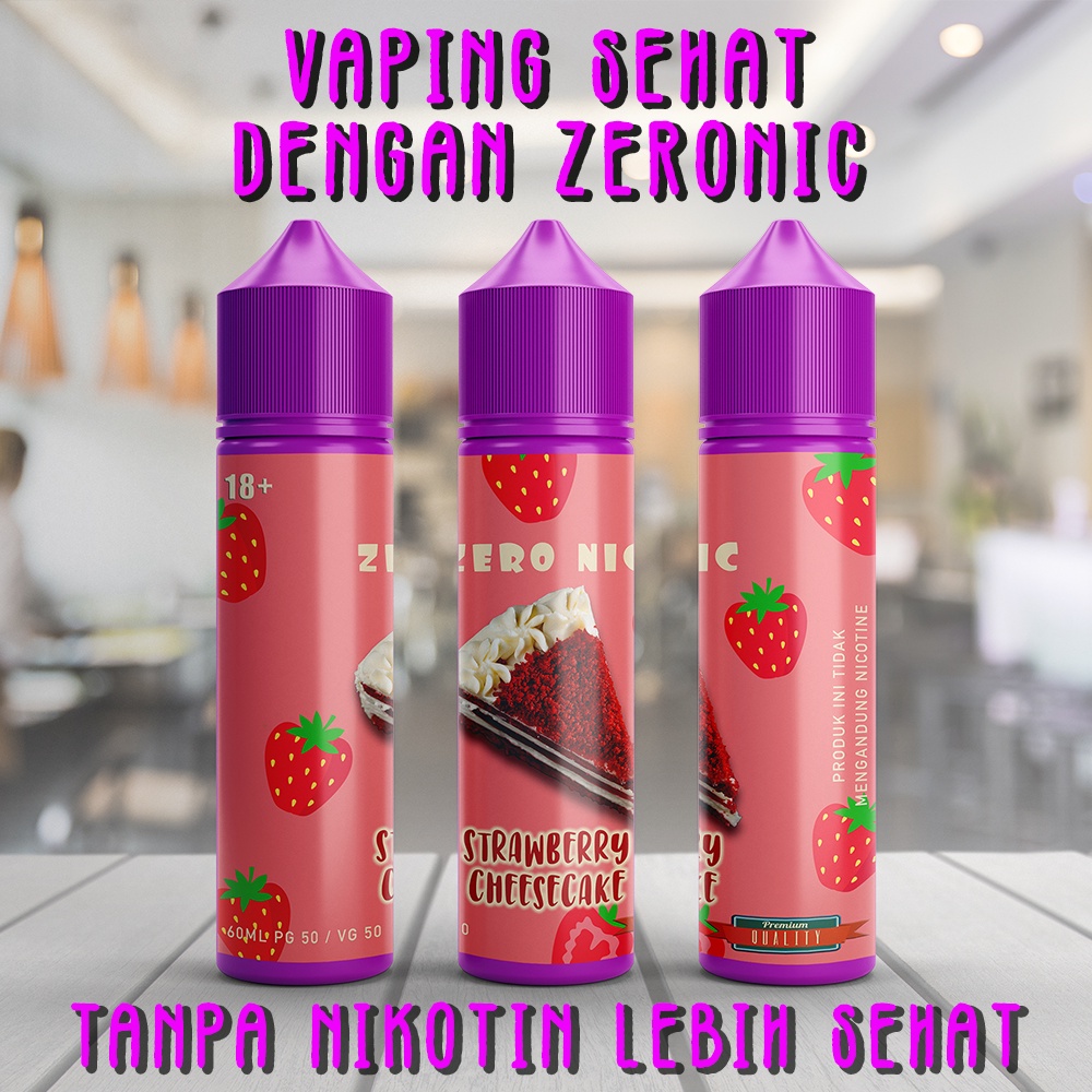 Jual Liquid Vape Creamy Zero Nicotine Strawberry Cheesecake Liquid ...
