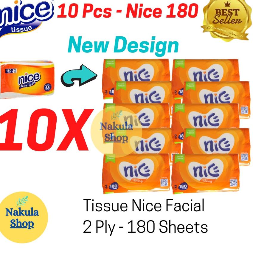 Jual ♨ Tissue Tissu Tisu Nice 180 Sheets isi 10 Pack - 2Ply | Shopee ...