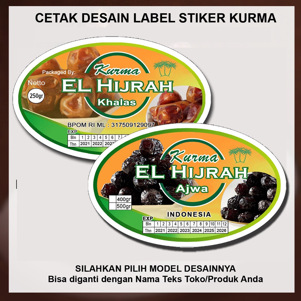 Jual Stiker label produk KURMA bentuk oval | Shopee Indonesia