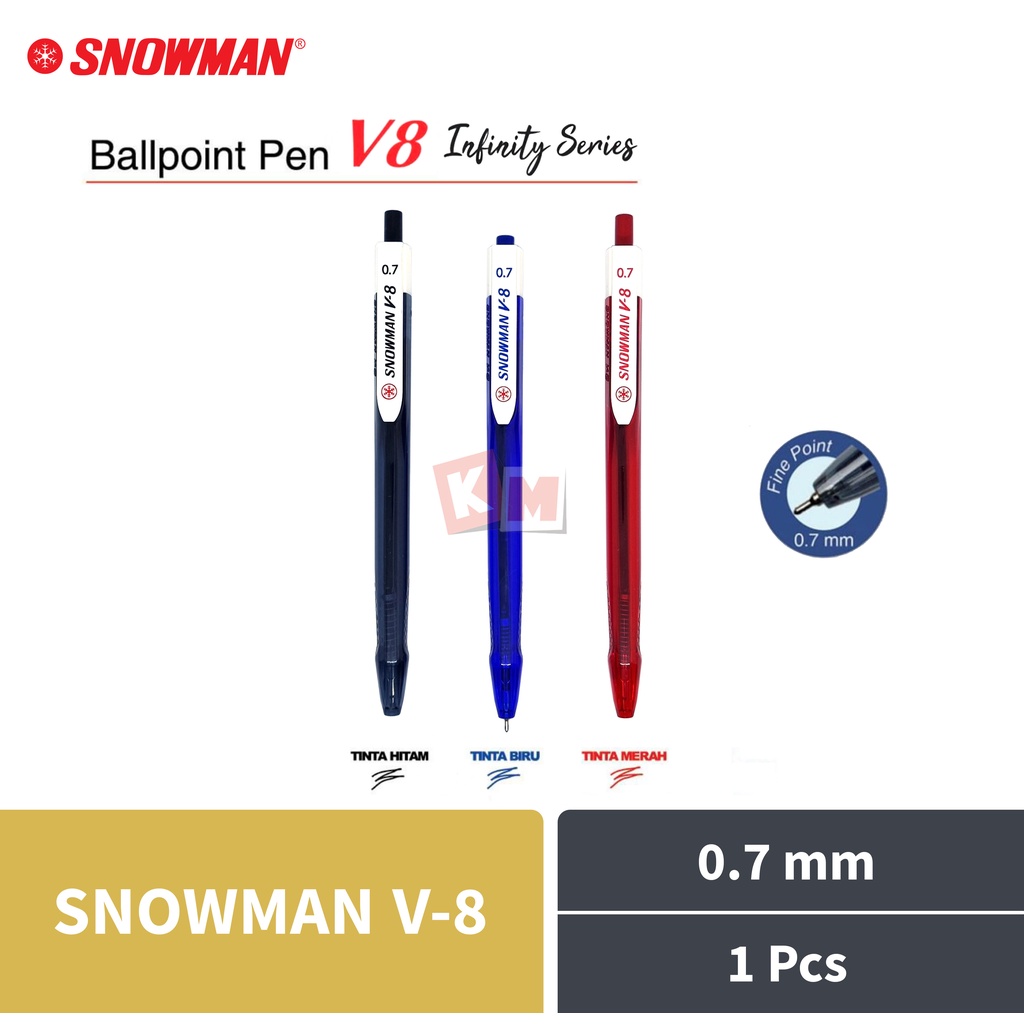 Jual Pulpen Ballpoint Pena Snowman V-8 Fine 0.7 mm Semi Gel Infinity ...