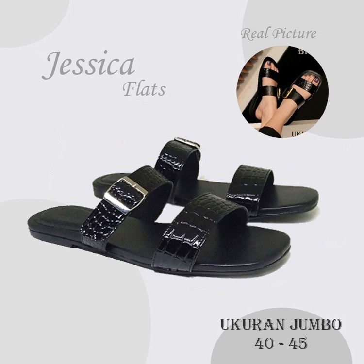 Jual JESSICA X ZAGIB AMERICAN FLAT | Sandal Wanita Warna Hitam Big Size ...