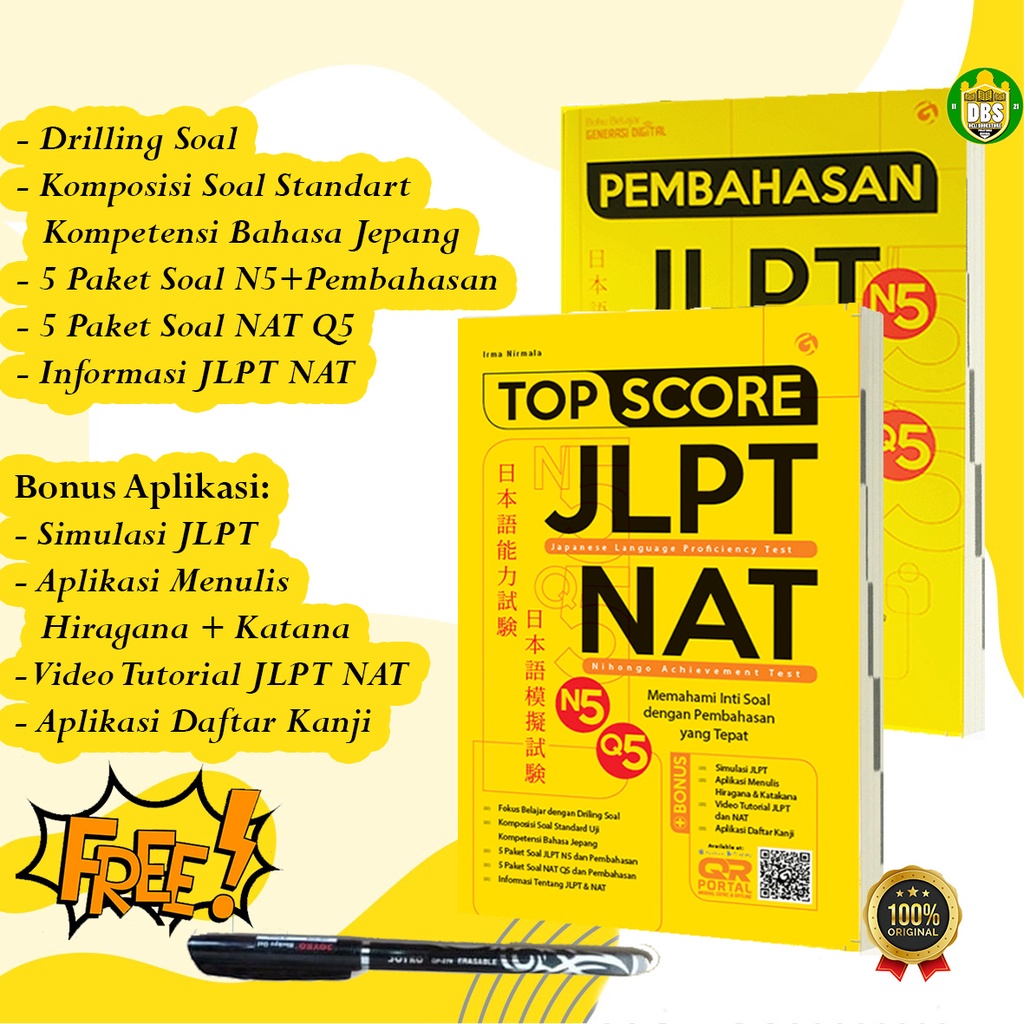 Jual BUKU JLPT TOP SCORE SOAL JLPT N5 & NAT Q5 MEMAHAMI INTI SOAL DENGAN PEMBAHASAN YANG TEPAT ...