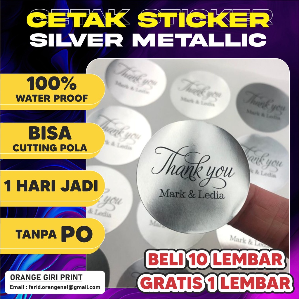 Jual Cetak Stiker Label Silver Metalize Vinyl A3+ dan Kiss Cut | Print ...