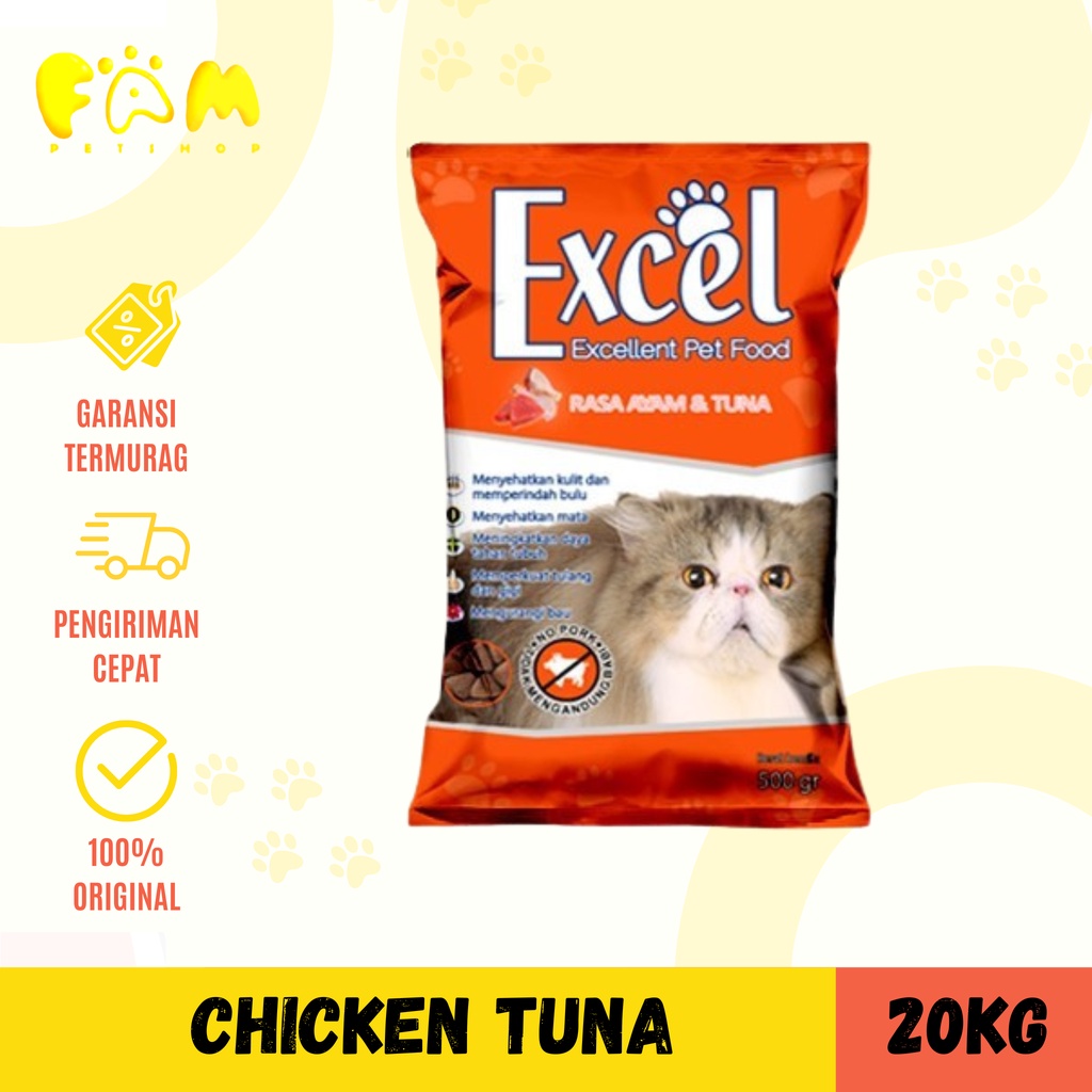 Jual Excel Cat Food Chicken Tuna 20 kg - Makanan Kucing 20kg / Segitiga ...