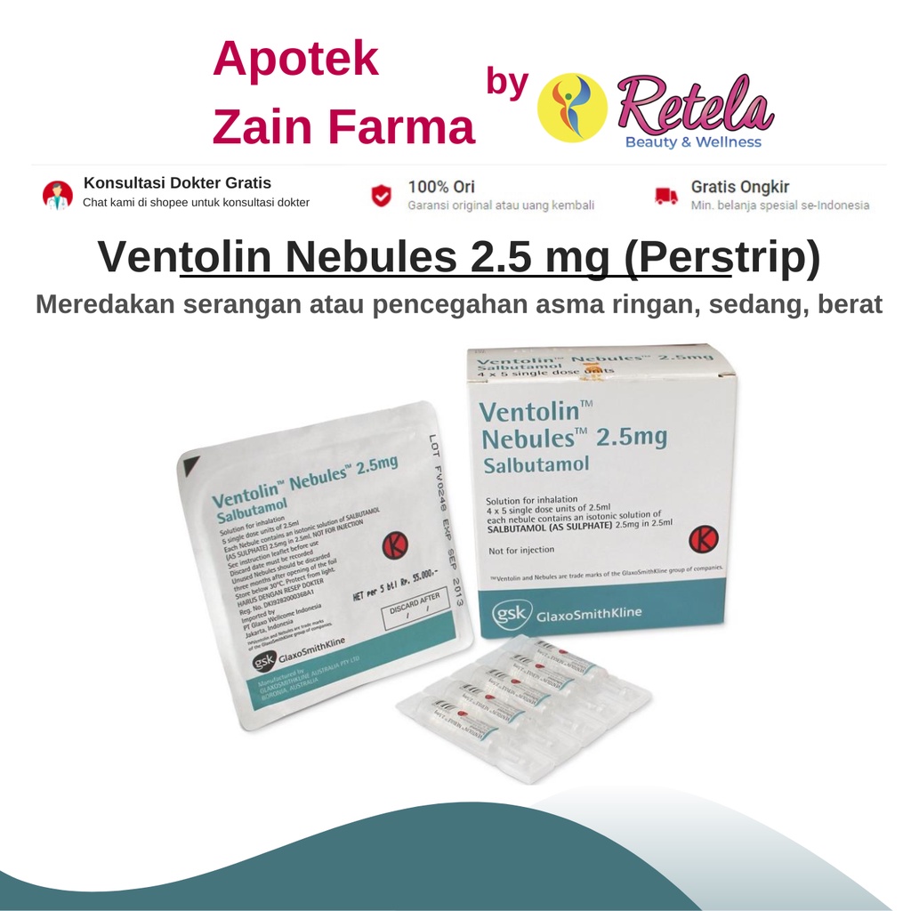Jual VENTOLIN 2.5MG NEBULES 1 BLISTER 4 RESPULES | Shopee Indonesia