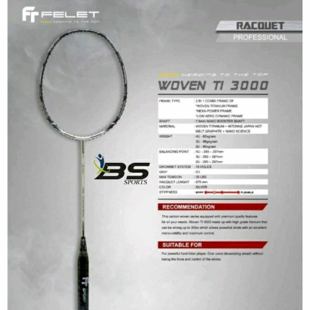 Jual RAKET BADMINTON FELET WOVEN TI3000 TI 3000 ORIGINAL | Shopee Indonesia