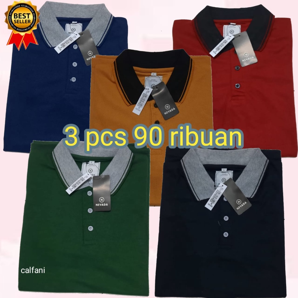Jual Kaos kerah polos pria 3pcs 90 ribuan II berlengan pendek II ...