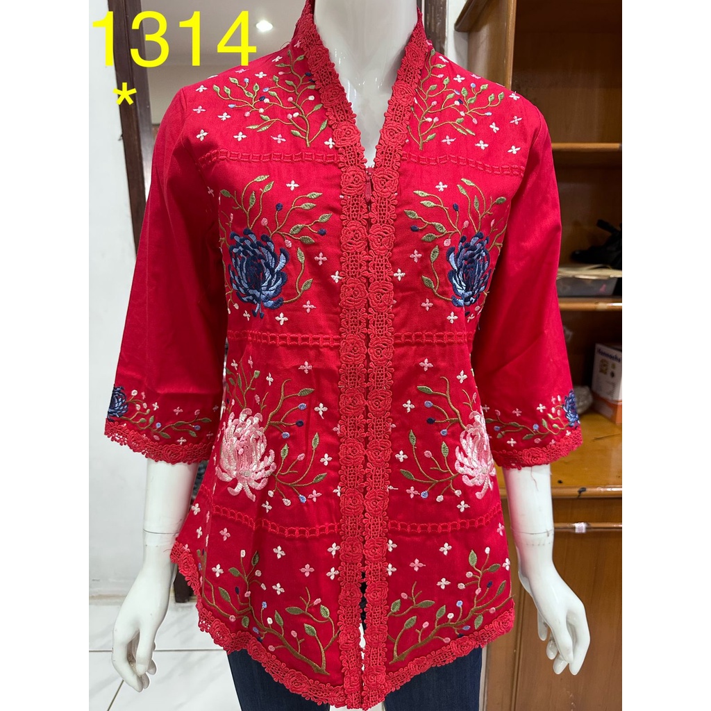 Jual 1313 kebaya bordir bunga timbul premium /kebaya encim bordir ...