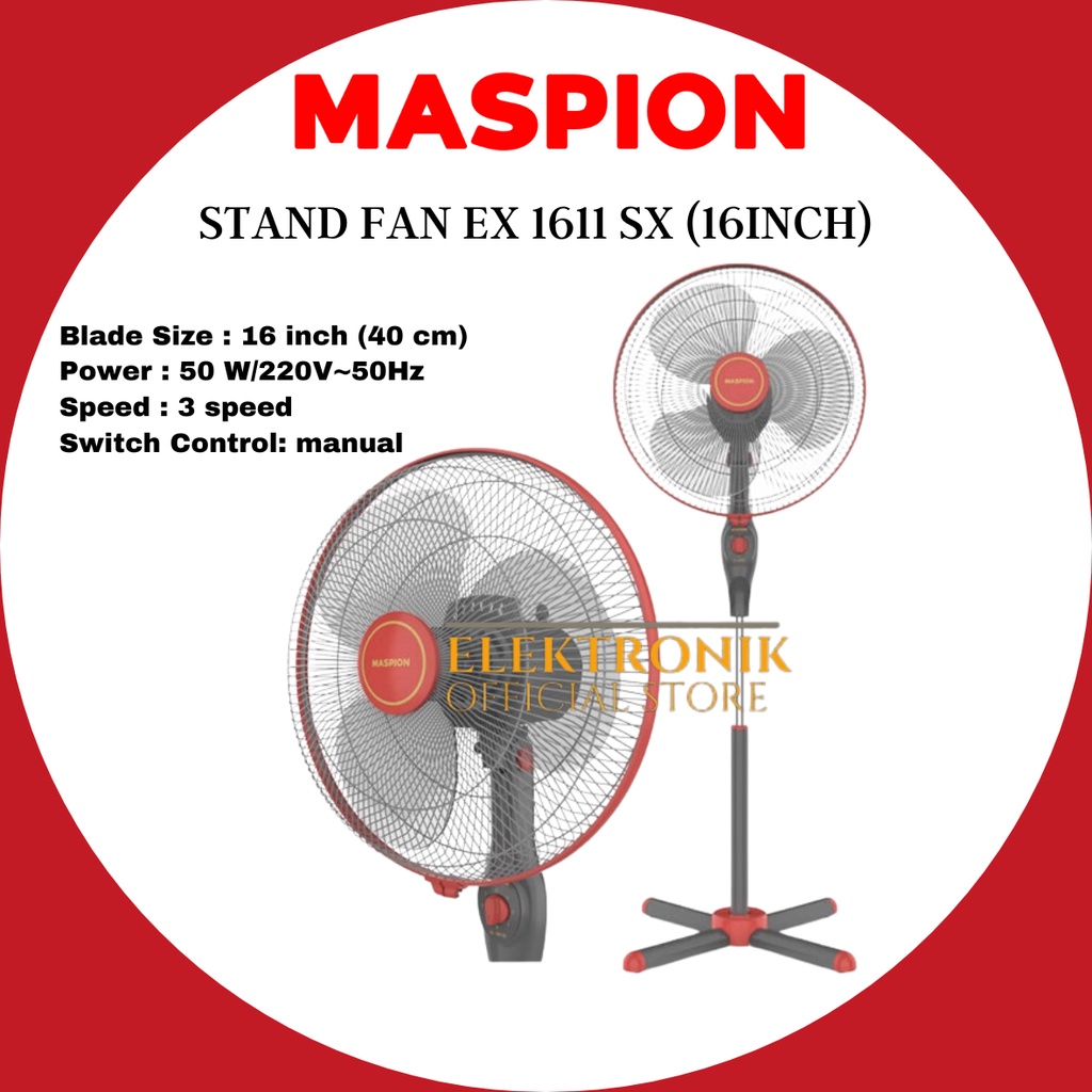 Jual MASPION KIPAS ANGIN BERDIRI EX 1611 SX 16 INCH /STAND FAN/EX1611SX ...