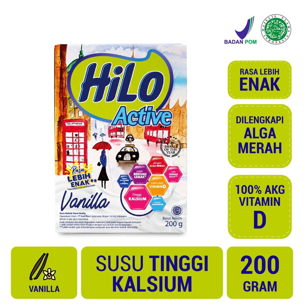 Jual HiLo Active Vanilla 200g - Susu Tinggi Kalsium Lebih Rendah Lemak ...