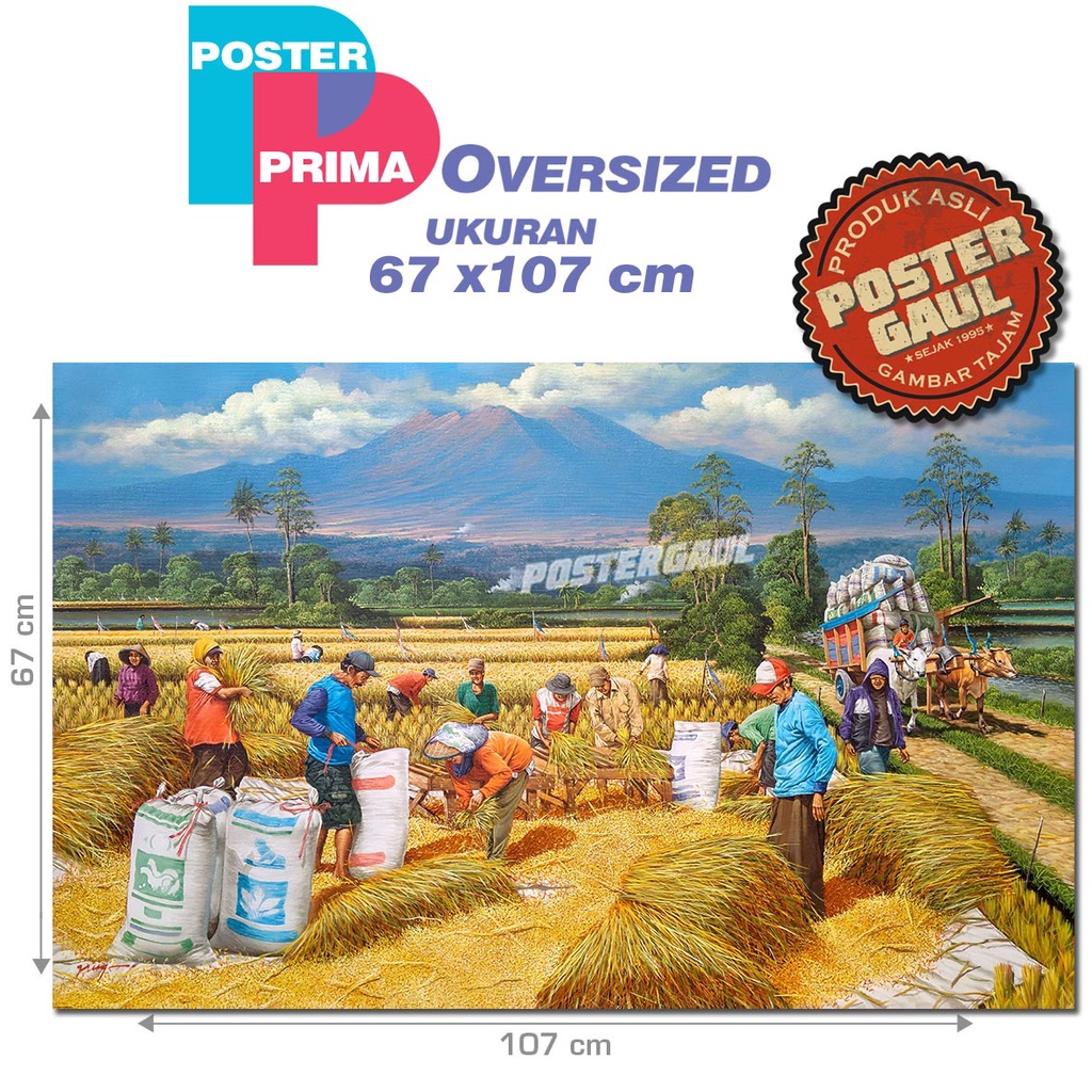 Jual Poster Prima Oversized REPRODUSKI LUKISAN : PANEN PADI #PTUK03 ...