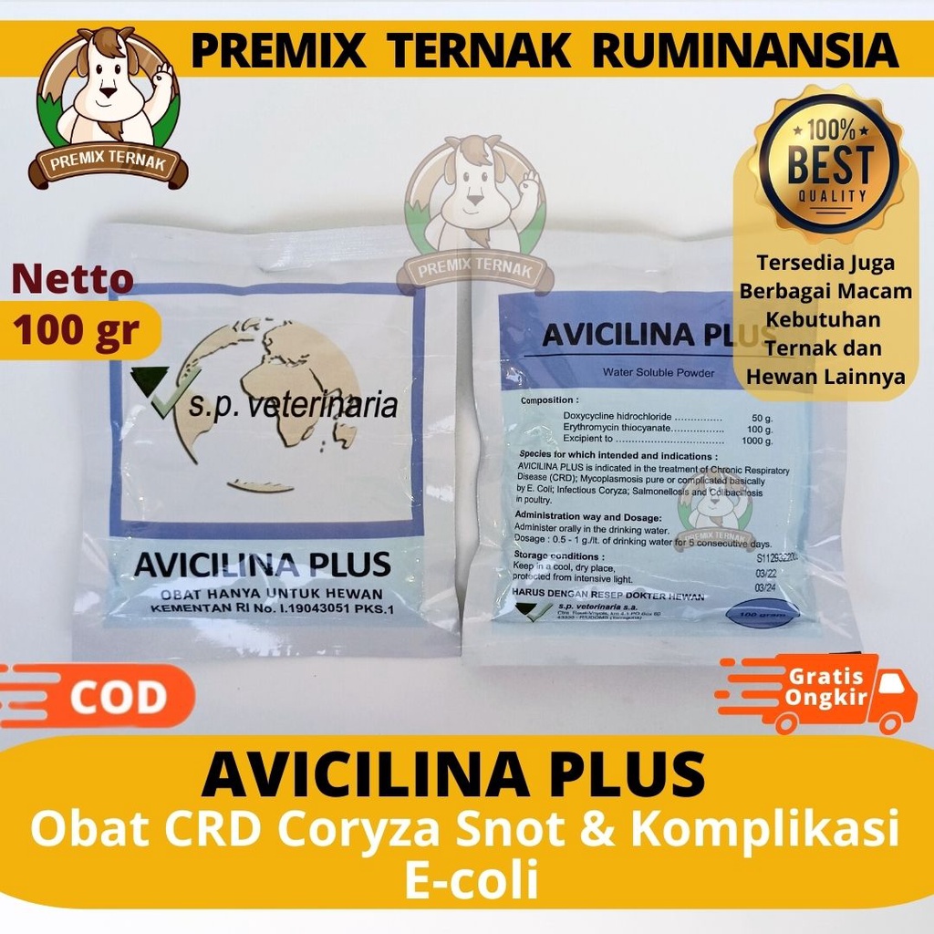 Jual AVICILINA PLUS 100 GRAM - Obat CRD Korisa Snot Pilek Ngorok ...