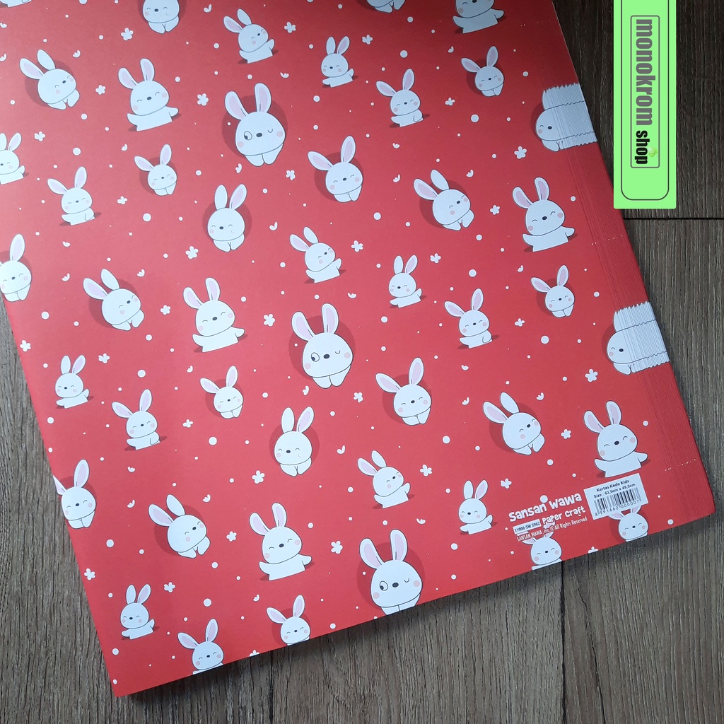 Jual Kertas Kado Sansan Wawa Kids Motif Animal Rabbit Kelinci Red Merah ...