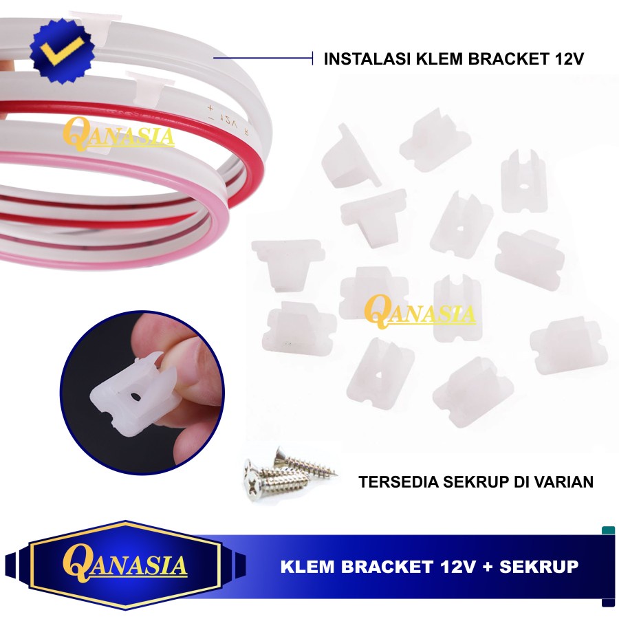 Jual Klem Lampu Neon Bracket LED Neon Flex Lampu Selang SMD DC 12V ...