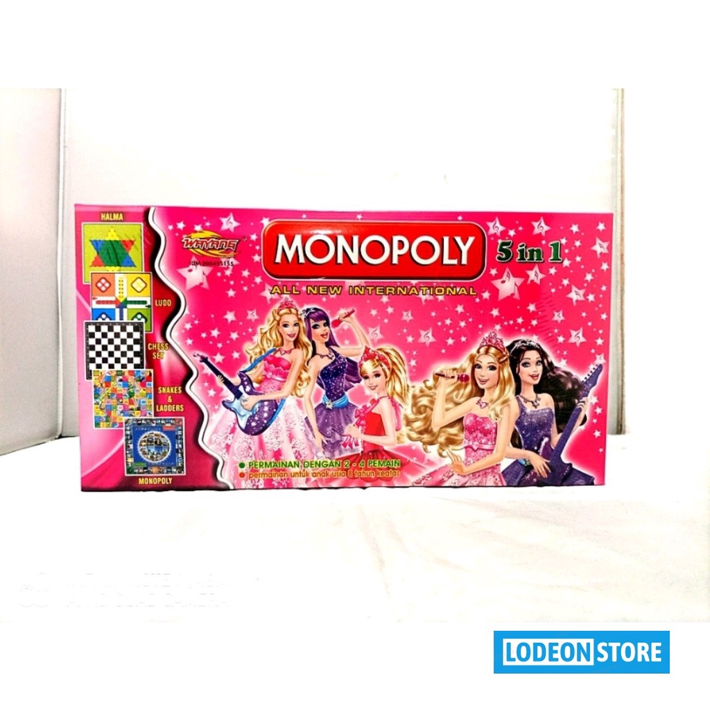 Jual Mainan Keluarga Monopoly 5 in 1 Monopoli Halma Ular Tangga Ludo ...