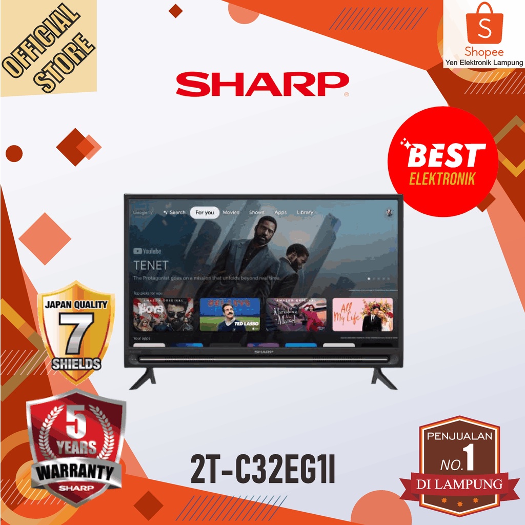 Jual TV SHARP 2T C32EG1i ANDROID LED TV 32 Inch DVB-T2 / 32EG1i Garansi Resmi SHARP 5 Tahun ...