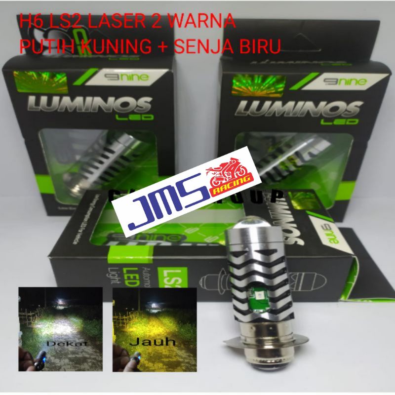 Jual LAMPU LED DEPAN NINE LUMINOS LED ORIGINAL H6 LS2 LASER HI LOW 2 WARNA PUTIH DAN KUNING PLUS ...