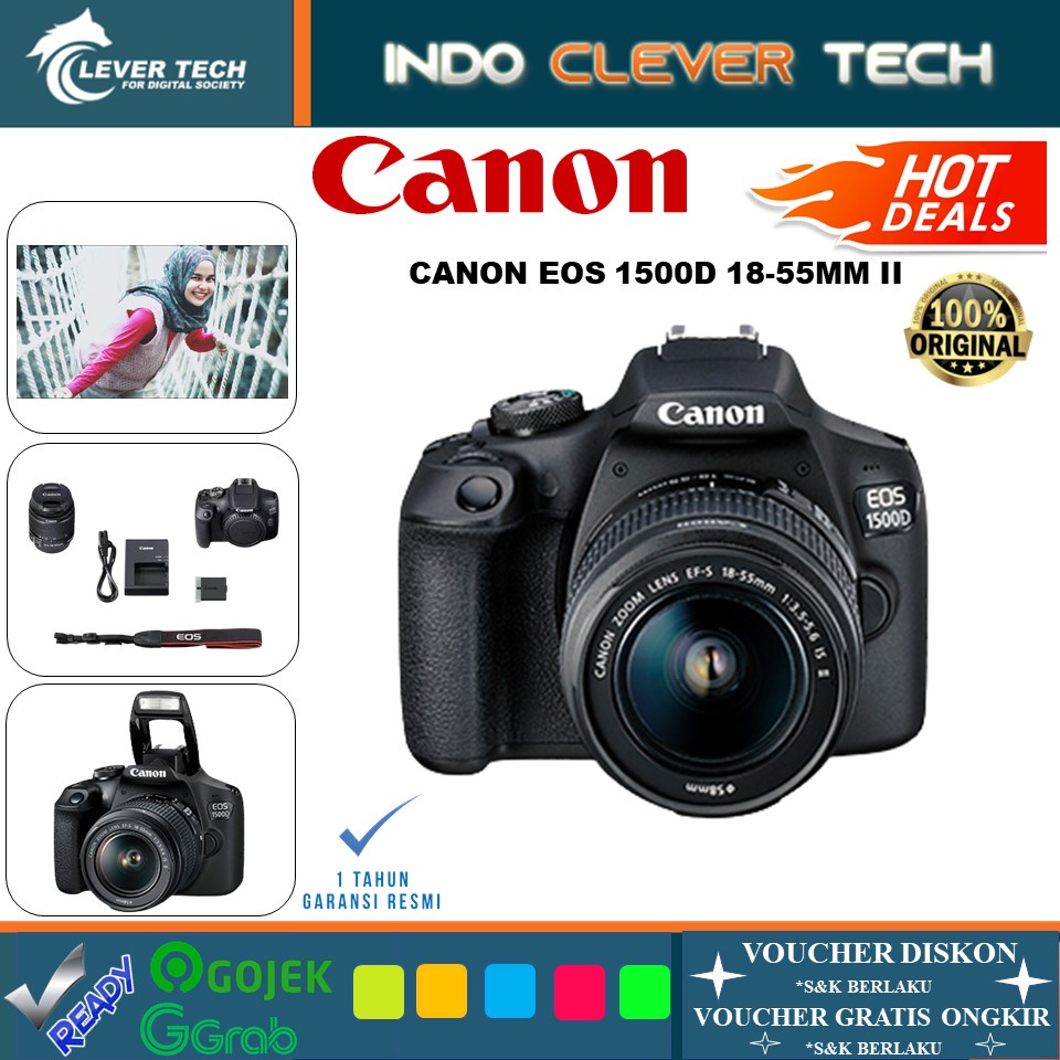 Jual Canon EOS 1500D Kit EF-S 18-55mm II SLR Kamera - Garansi Resmi | Shopee Indonesia