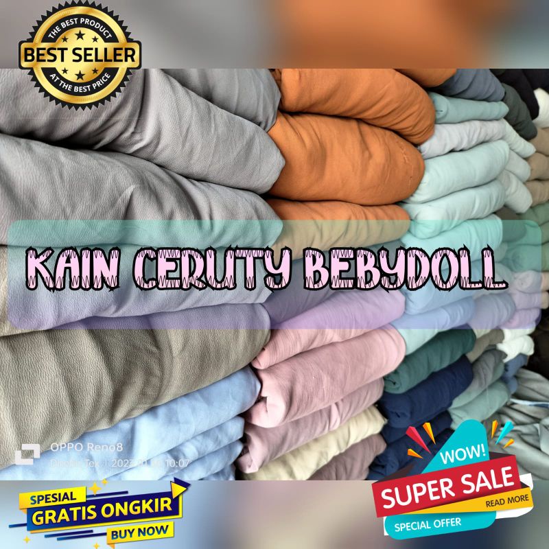 Jual kain kiloan ceruty bebydoll//1 kilo muat 6-7 meter kain | Shopee ...