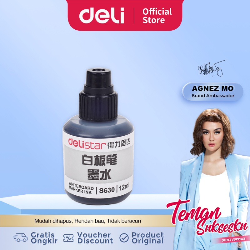 Jual Deli Tinta Isi Ulang Spidol Erase Marker Hitam Merah Biru S630 ...