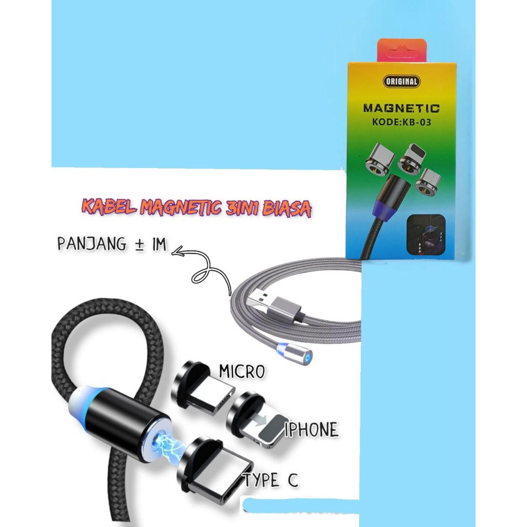 Jual Kabel Data Magnet 3 In 1 charger Android IOS | Shopee Indonesia